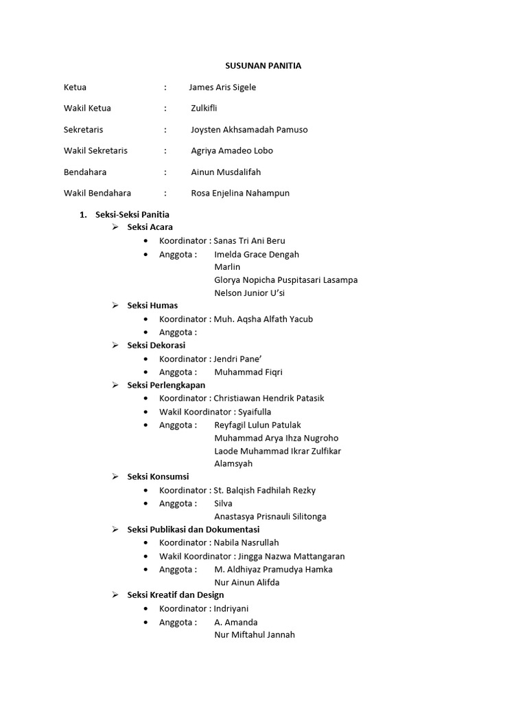 Susunan Panitia Angkatan 24 | PDF