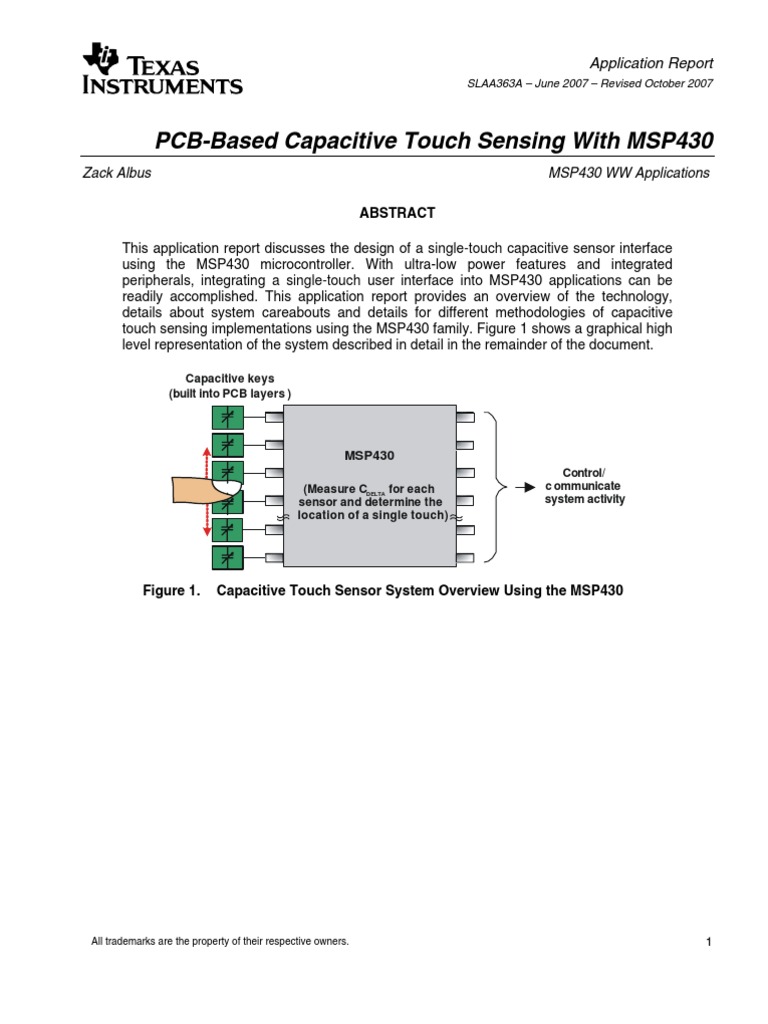 PCB-Based Capacitive Touch Sensing With MSP430 | PDF | Capacitor ...