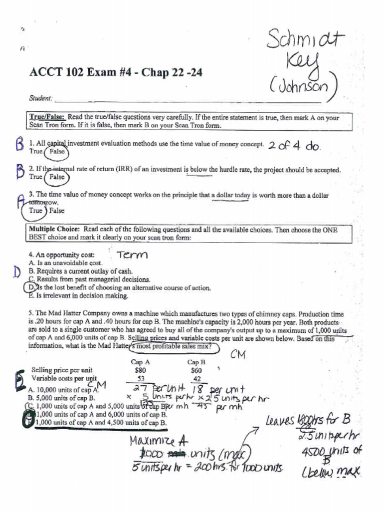 Acct 102 Exam 4 Old Test With Answers | PDF