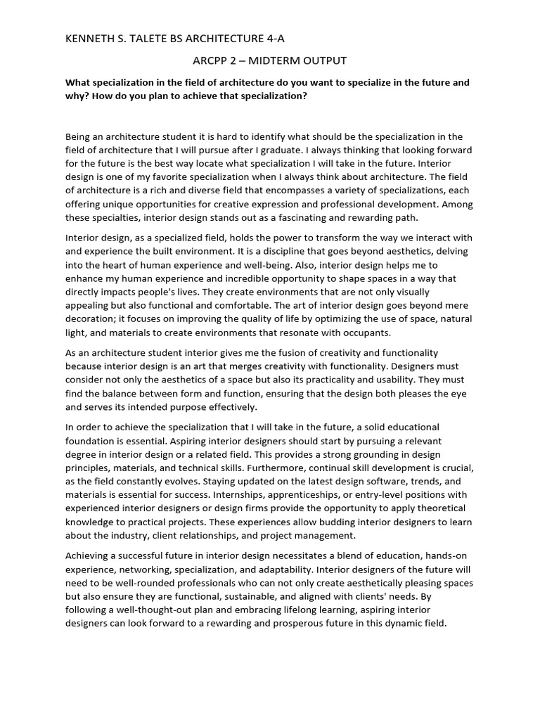 Talete, Kenneth - Midterm Output Arcpp2 | PDF | Interior Design | Creativity