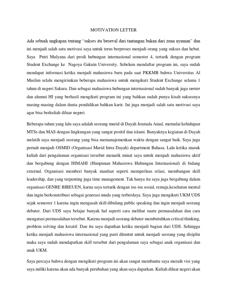 Motivasi Student Exchange di Jepang | PDF | Karier & Perkembangan ...