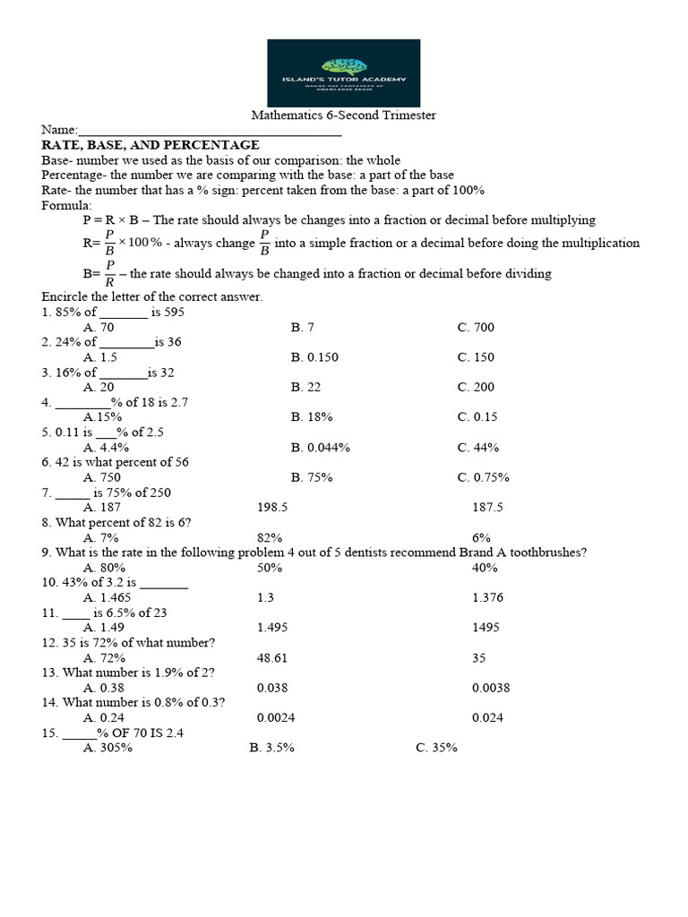 Math Pdf Percentage Mathematics