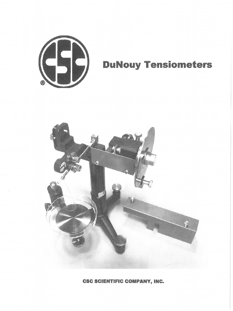 Operating Manual CSC DuNouy Tensiometers | PDF