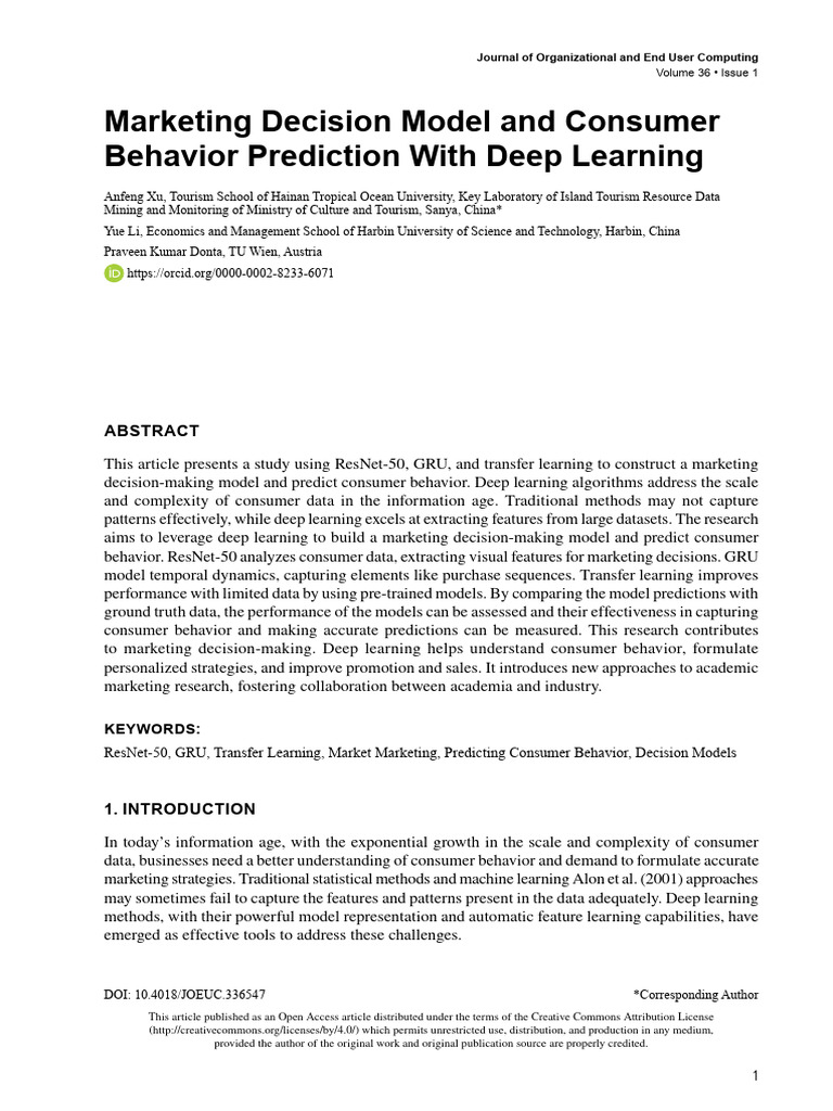 Marketing Decision Model and Consumer Behavior Pre | PDF | Deep Learning | Artificial Neural Network