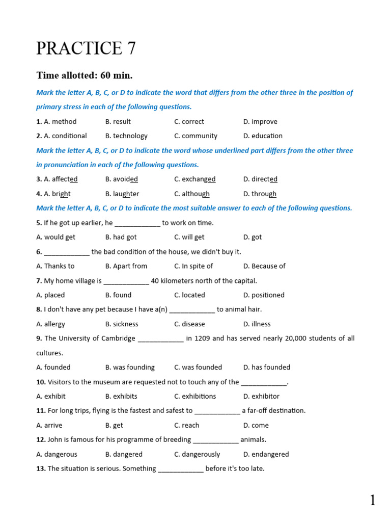 Ôn Vào 10 Nguyễn Thị Chi 2024-2025 PRACTICE 7 | PDF | Restaurants | Meal