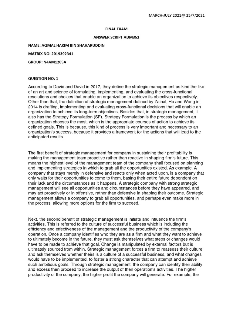 Answer Script Adm352 - Final Exam | Download Free PDF | Taxes | Inflation