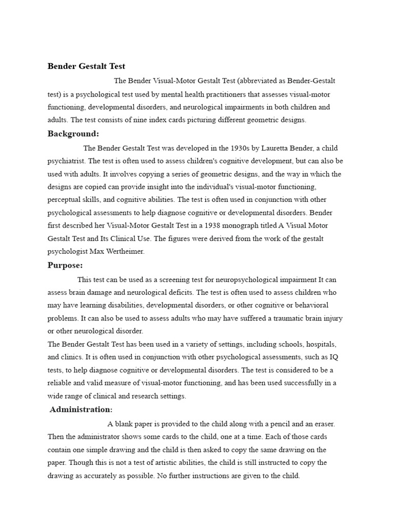 Assesment BGT | Download Free PDF | Psychology | Behavioural Sciences