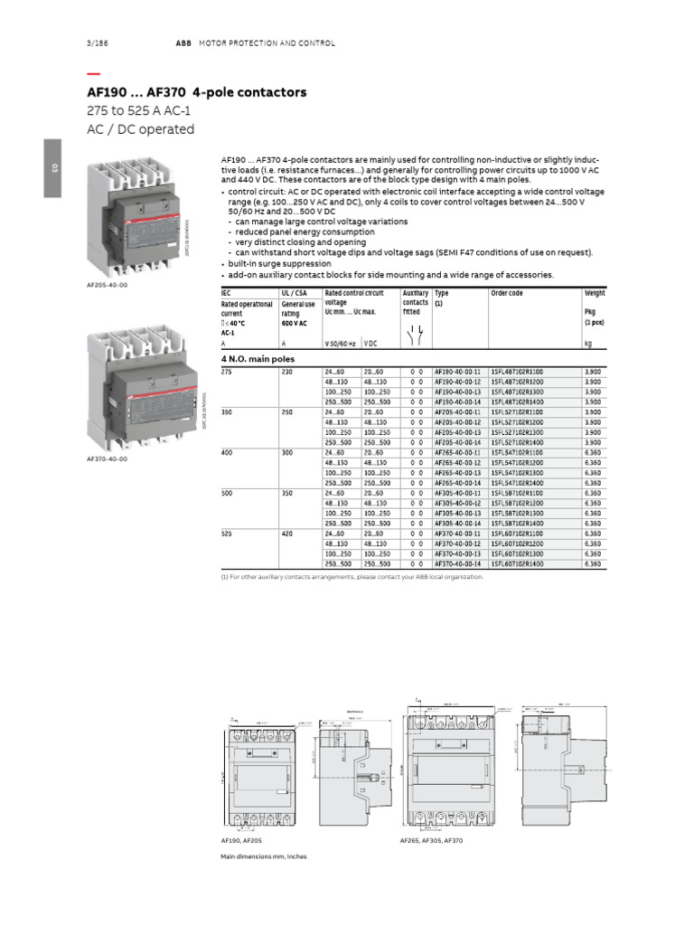 ABB - AF - Contactor - 4pole | PDF | Relay | Electrical Equipment