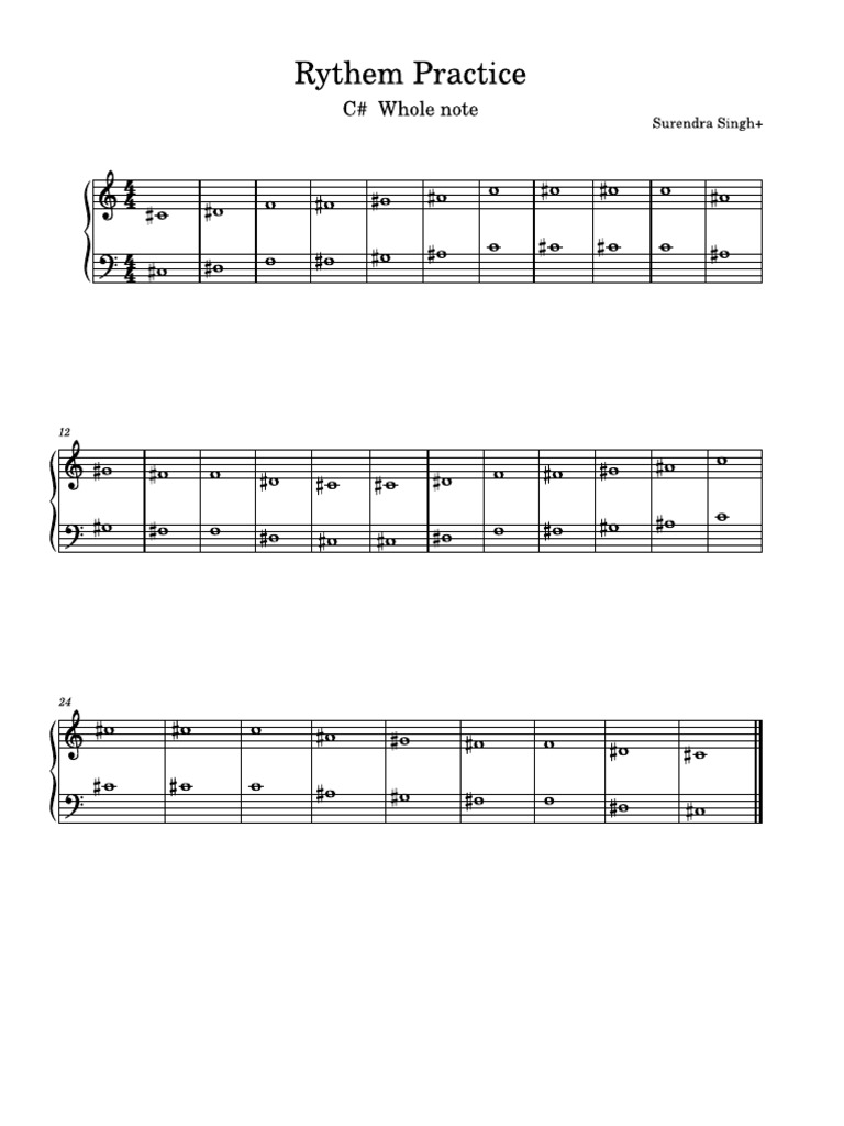 C# Major Scale Whole Note Practice | PDF