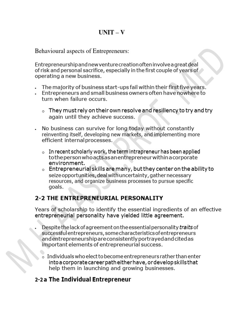 Unit 5 | PDF | Leadership | Entrepreneurship