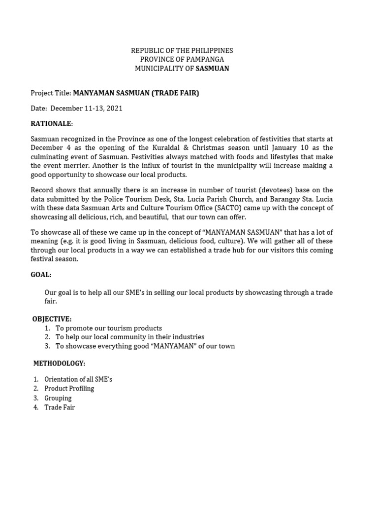 Sasmuan Fiesta Activity Design 2021 | PDF | Festival