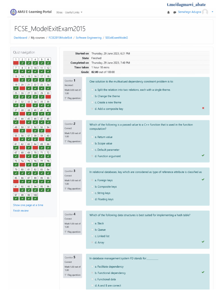 Arba Minch University (AMU) Model Exit Exam V2 | PDF