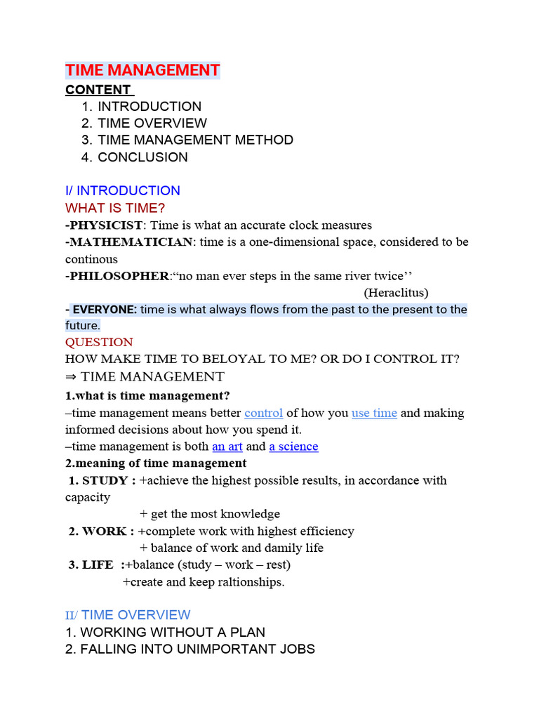 Time Management | PDF | Time Management | Professional Skills
