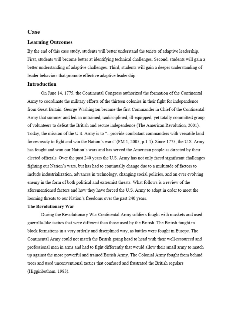 Lesson 10 Case 2 Adaptive Leadership - US Army | PDF | World War I ...