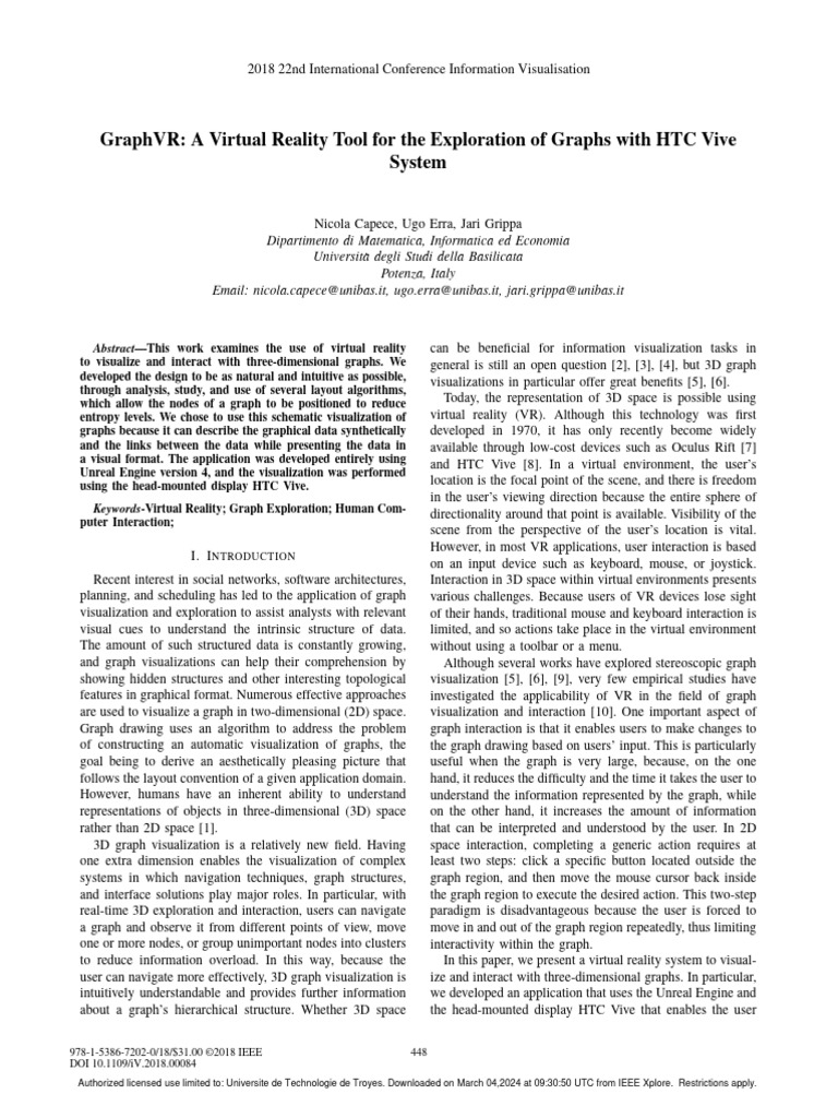 GraphVR A Virtual Reality Tool For The Exploration of Graphs With HTC Vive System | PDF ...