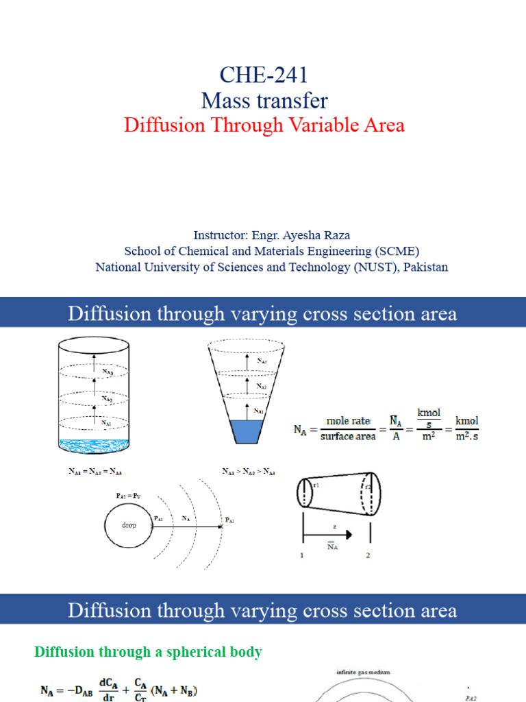Variable Area Diffusion in Spheres | PDF