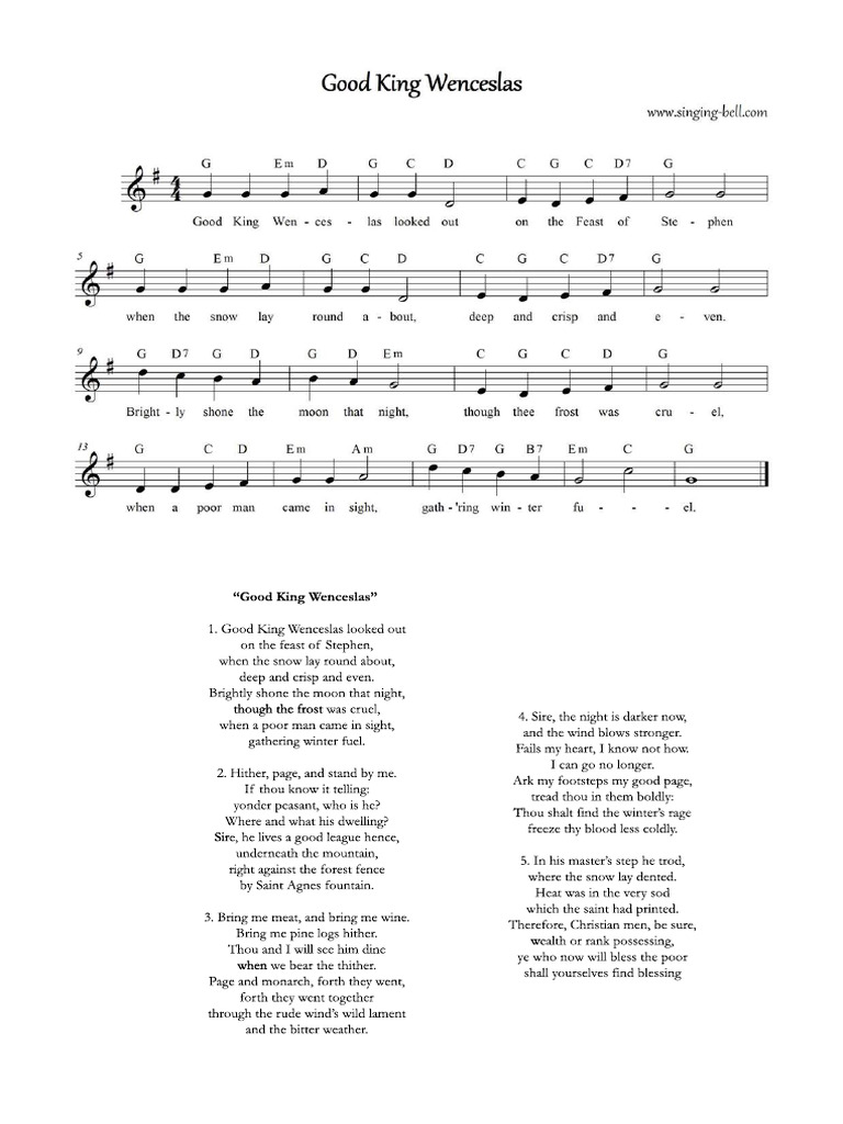 Good King Wenceslas - Singing Bell | PDF