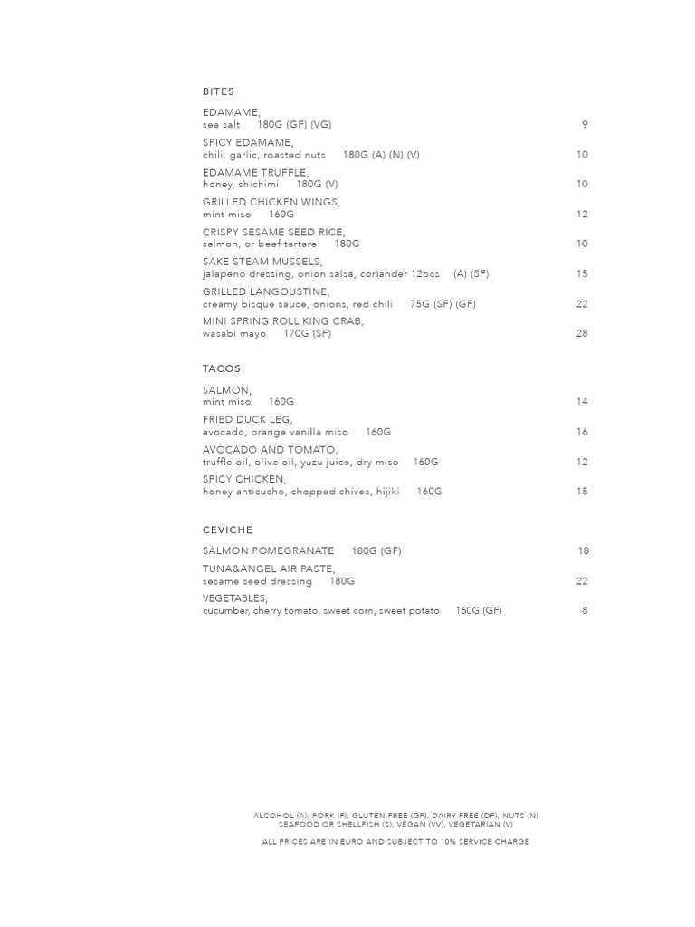 Oopm Tapasake Food Menu | PDF | Sushi | Sauce