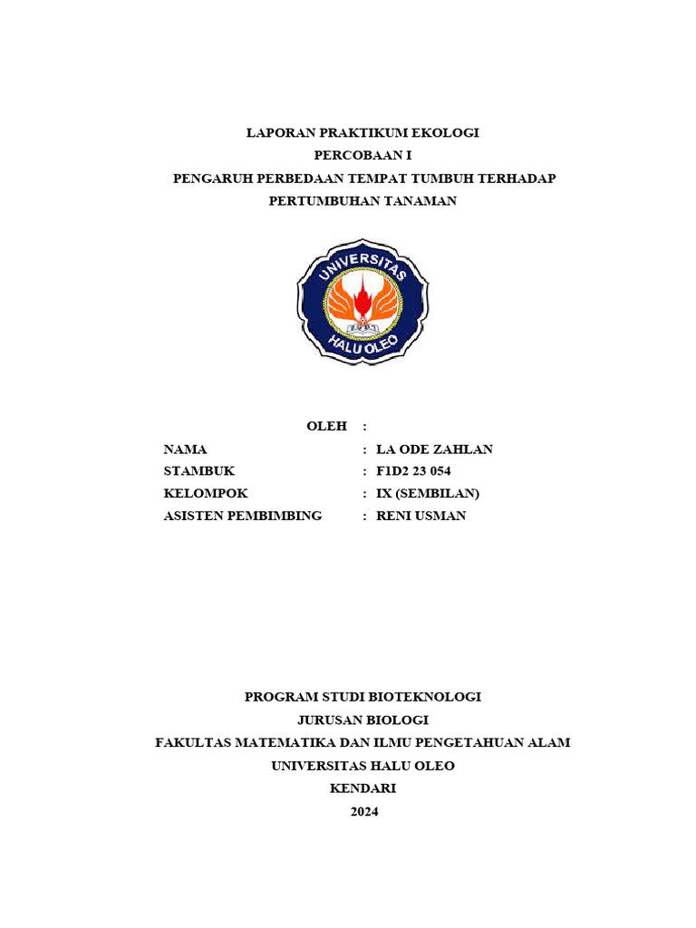 Laporan Praktikum Ekologi 1 | PDF