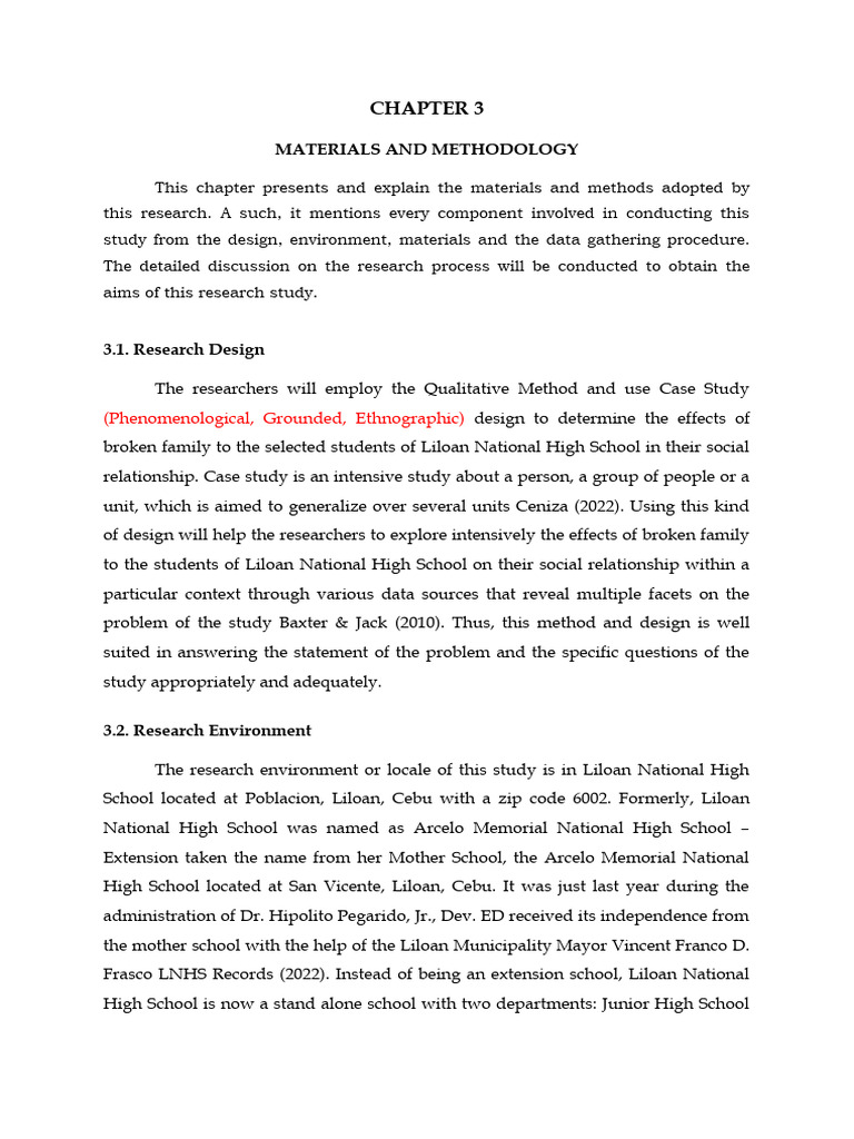 CHAPTER 3 Materials and Methods | PDF | Qualitative Research | Sampling (Statistics)