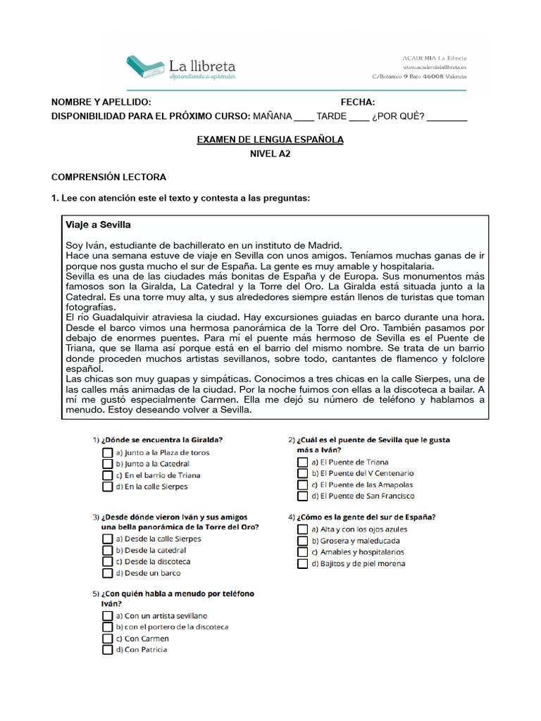 Examen A2 Junio 2021 | PDF | Sevilla
