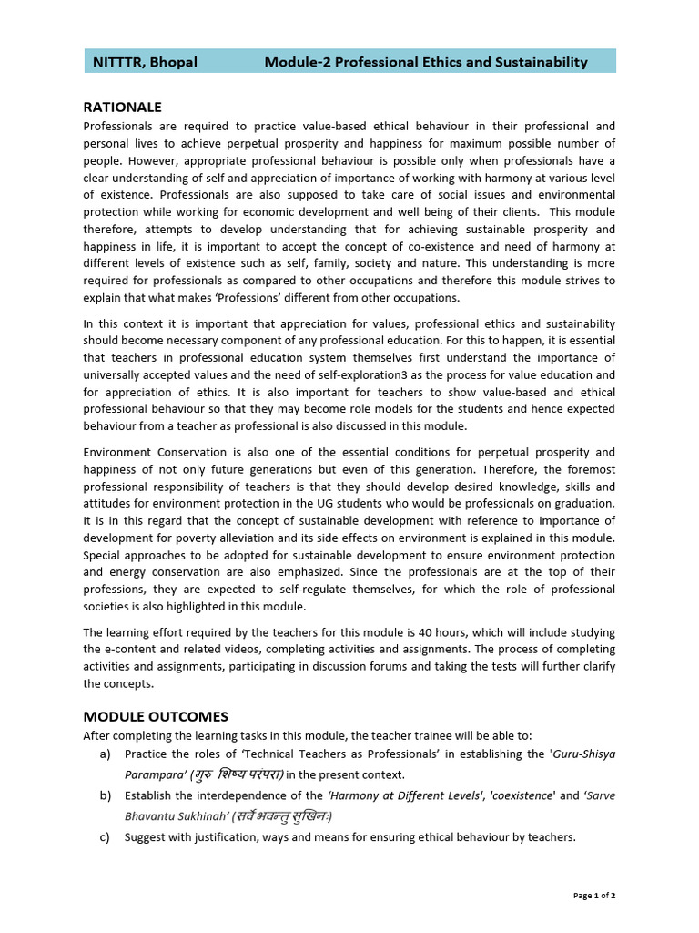 NITTTR Module 2 | PDF | Profession | Medicine
