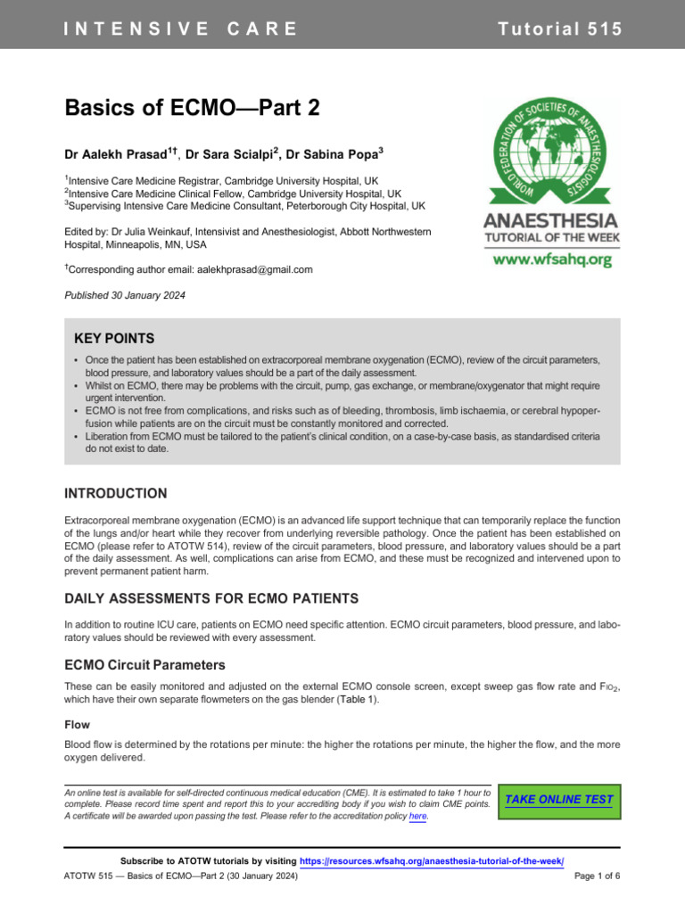 Basics of ECMO Part 2 | PDF | Ischemia | Heart