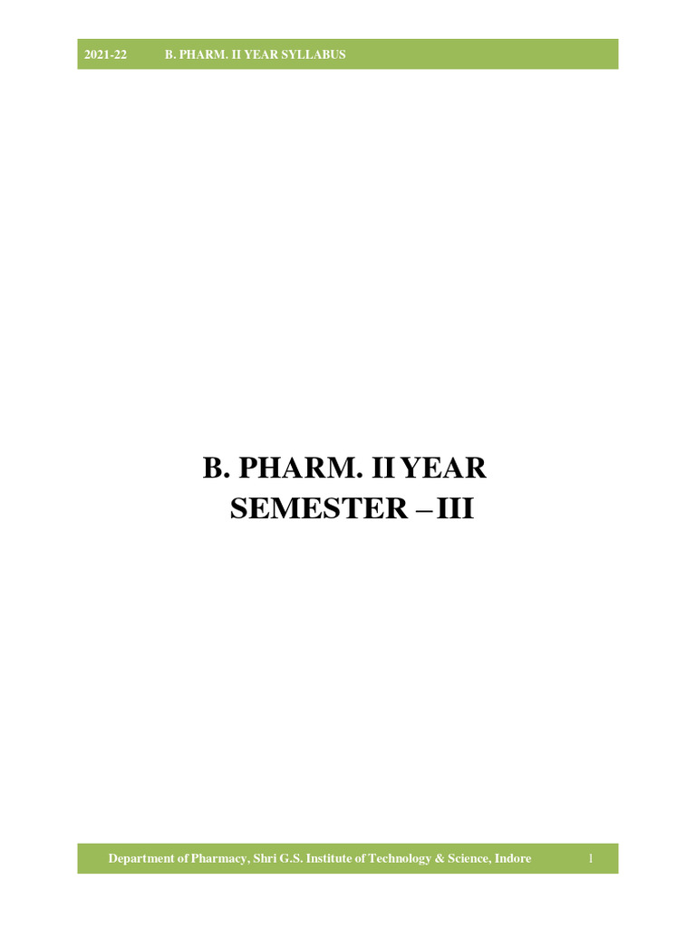 Syllabus B. Pharm II Year 2021-22 | PDF | Solubility | Chirality ...