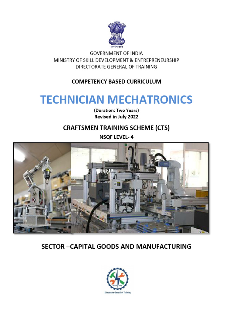 Technician Mechatronics - CTS2.0 - NSQF-4 | PDF | Mechatronics | Electronics