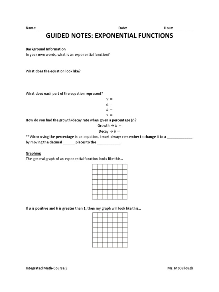 Guided Notes (Exponential Functions) | PDF | Compound Interest ...