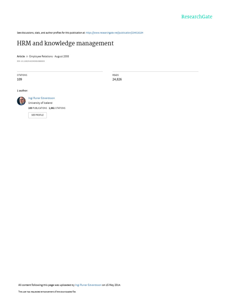 HR M and Knowledge Management | PDF | Human Resource Management ...
