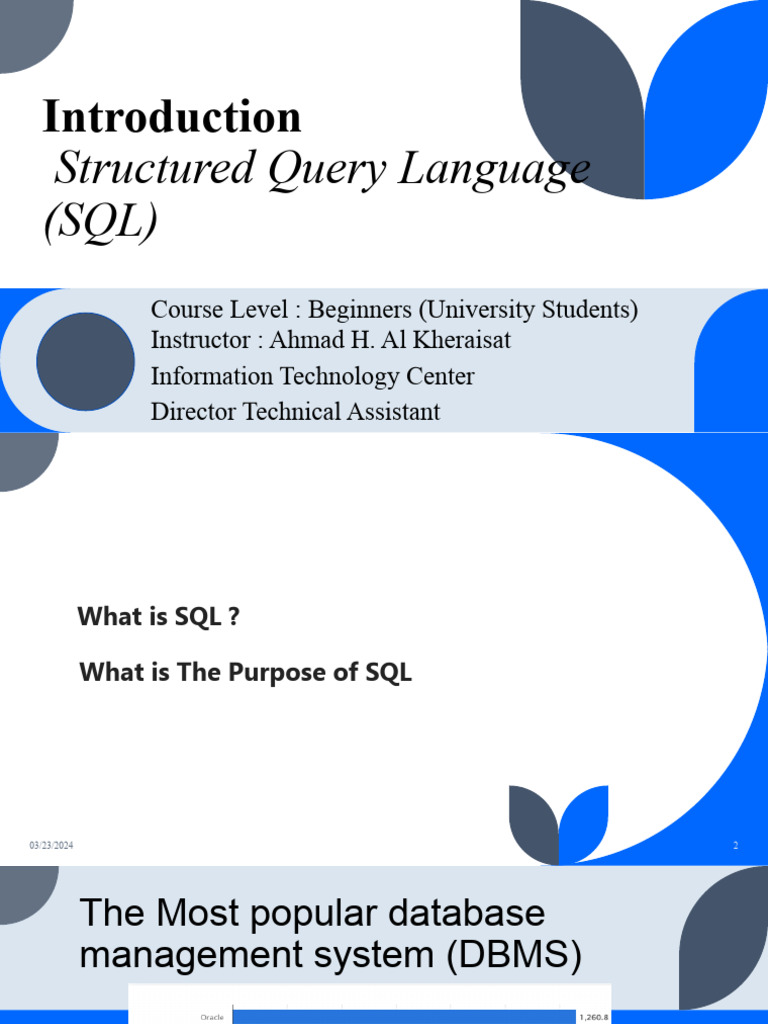 Intro To SQL 2022 Edition by University of Jordan | PDF | Sql ...