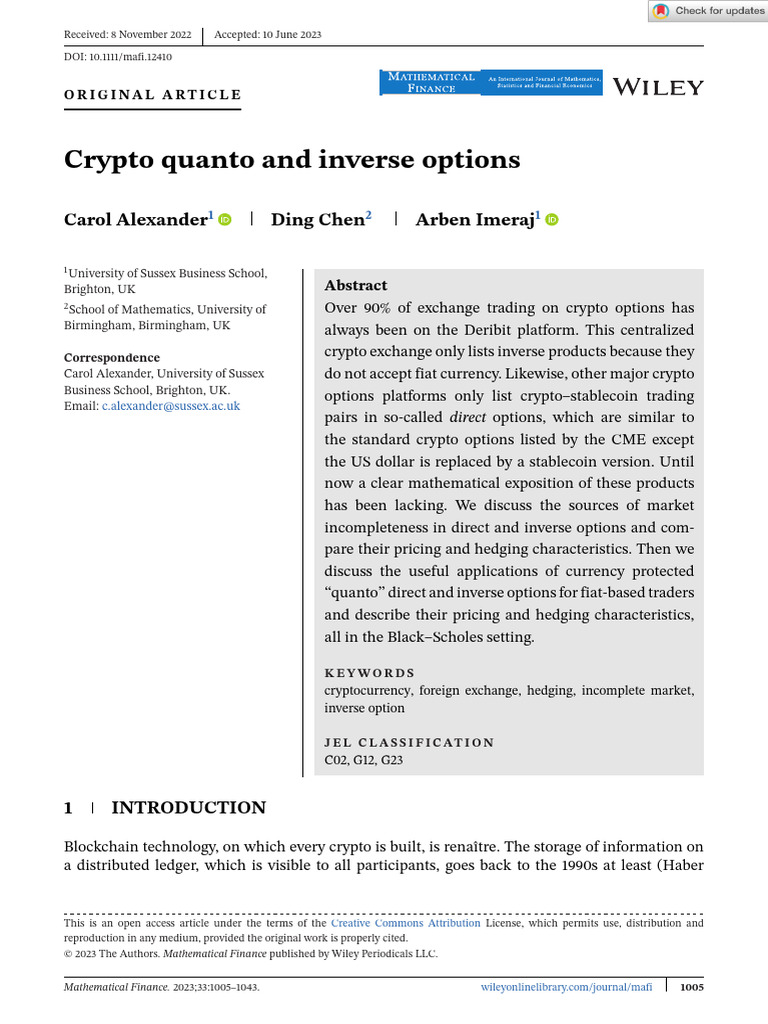 Crypto Quanto and Inverse Options Explained | PDF | Cryptocurrency ...