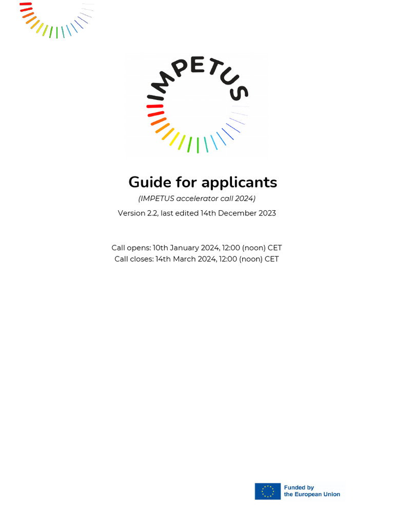 IMPETUS Guide For Applicants 2024 | PDF | Cost Of Living | Science