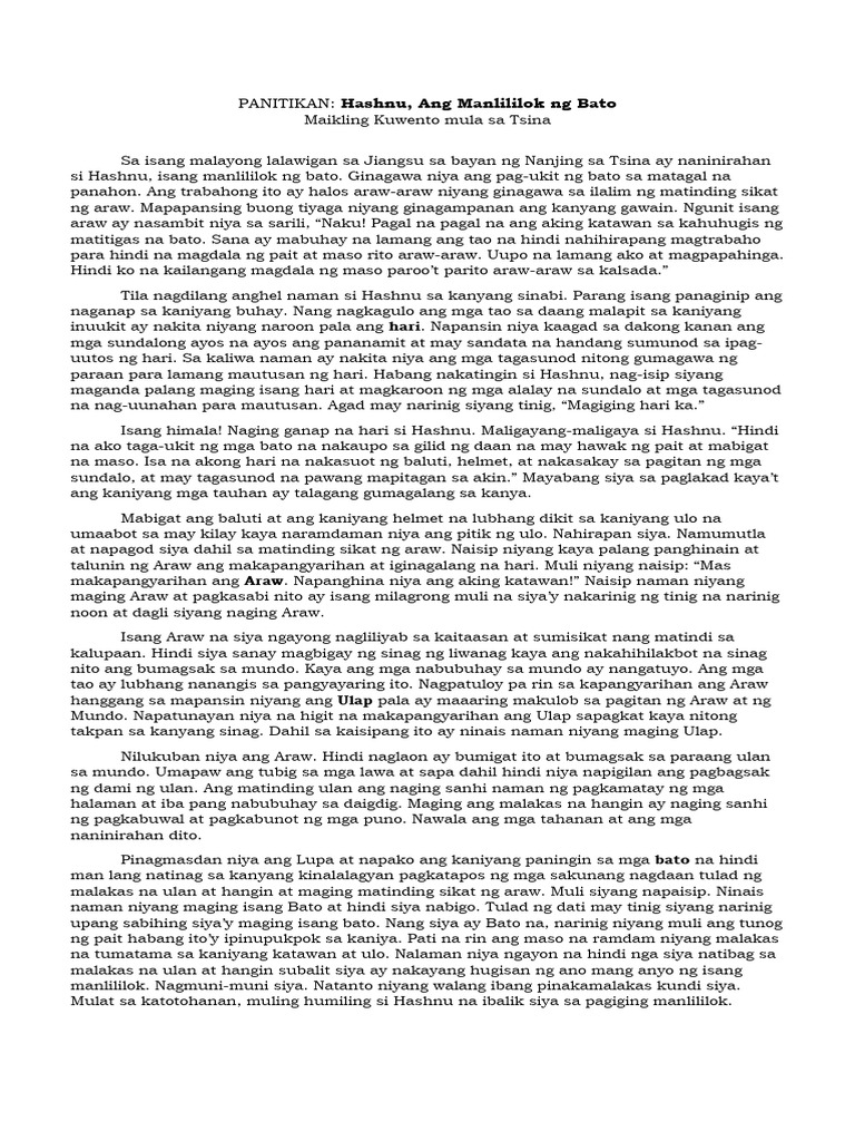 Si Hashnu Ang Manlililok NG Bato | PDF