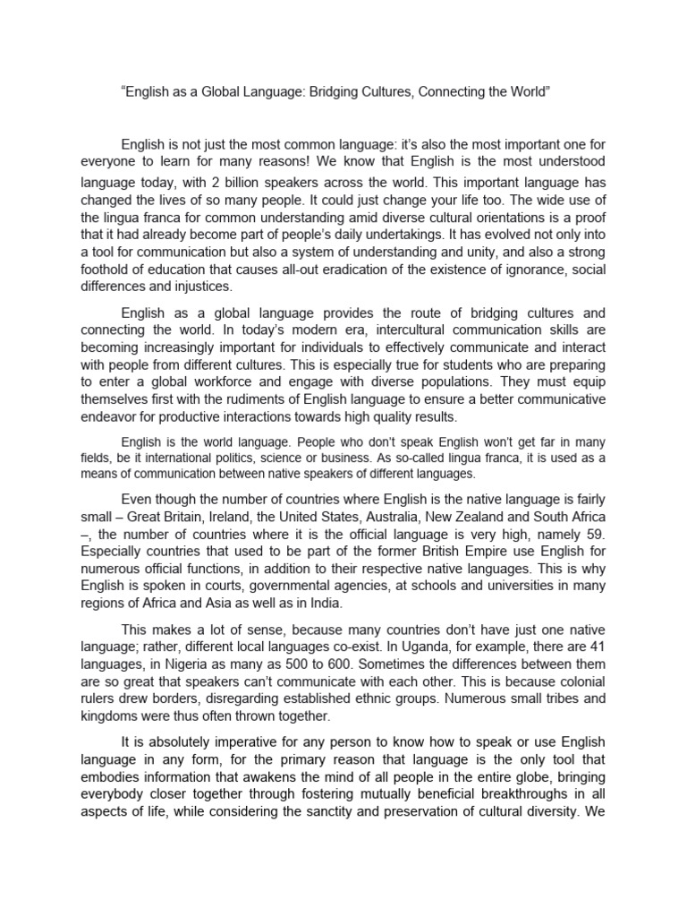 English: Bridging Cultures Worldwide | PDF | English Language | Linguistics