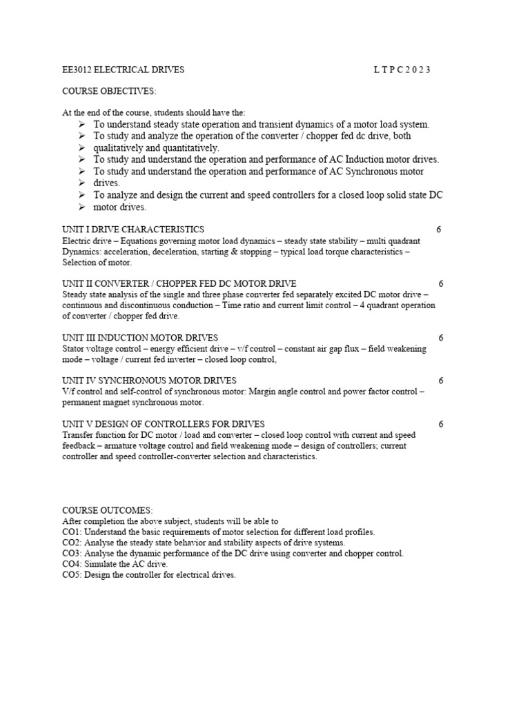 ED Syllabus | PDF | Electric Motor | Electrical Components