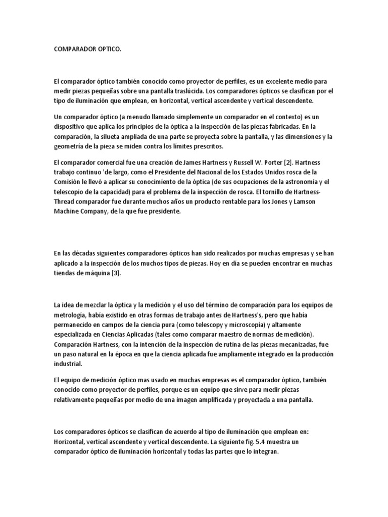 Uso y partes del comparador óptico | PDF | Óptica | Medición