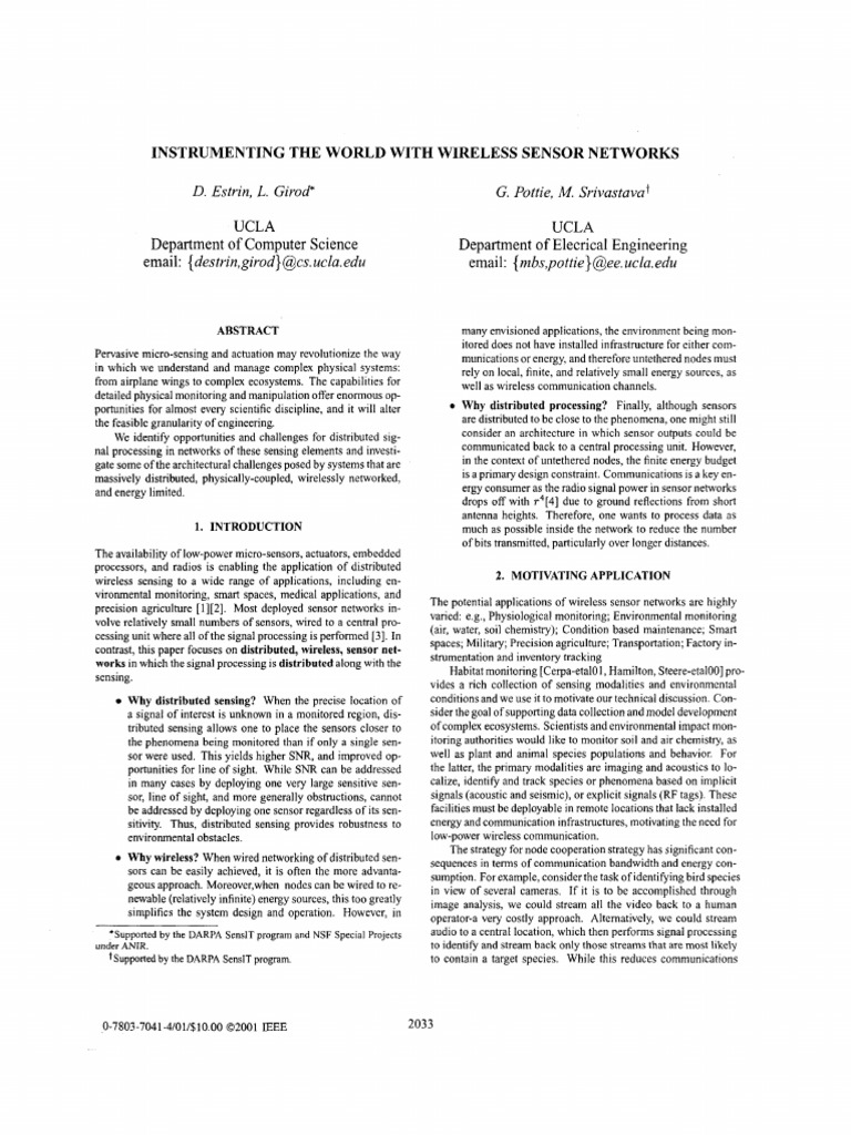 Instrumenting The World With Wireless Sensor Networks | Download Free ...