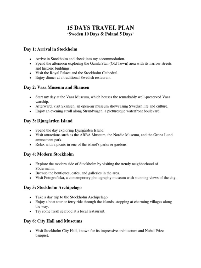 Travel Plan | PDF | Kraków | Stockholm