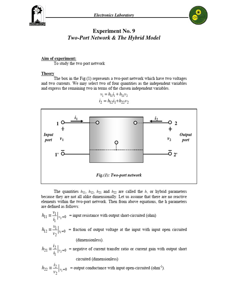 Two-Port Network & the Hybrid Model | PDF