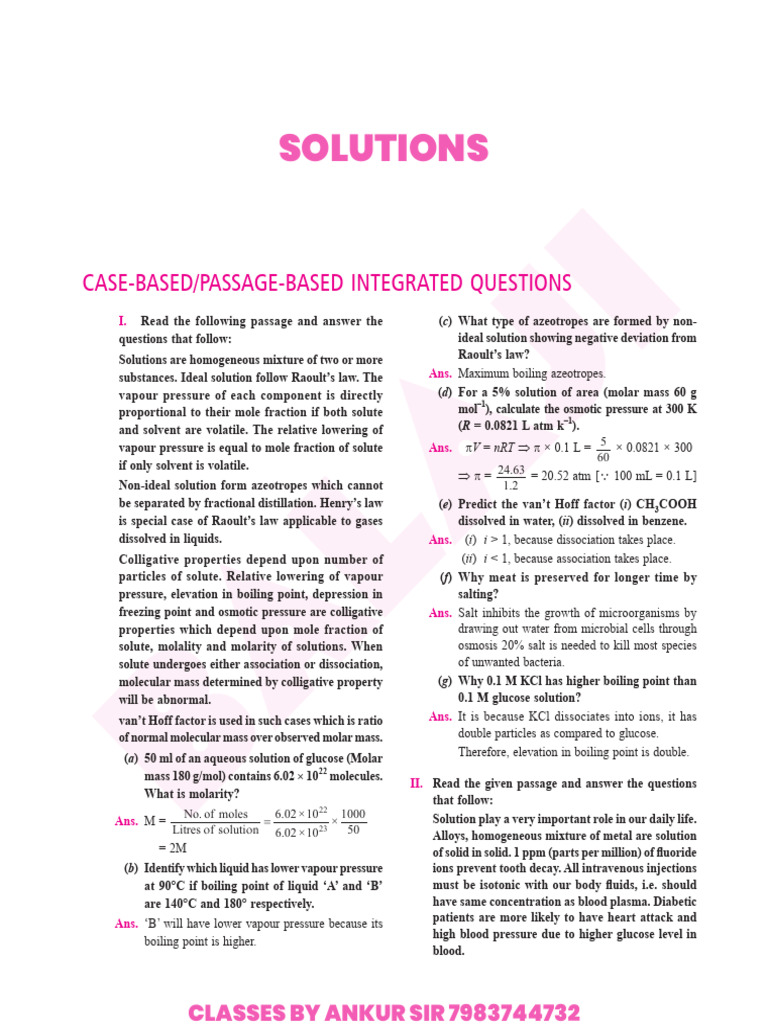 Case Based Question Solutions | Download Free PDF | Continuum Mechanics | Chemistry
