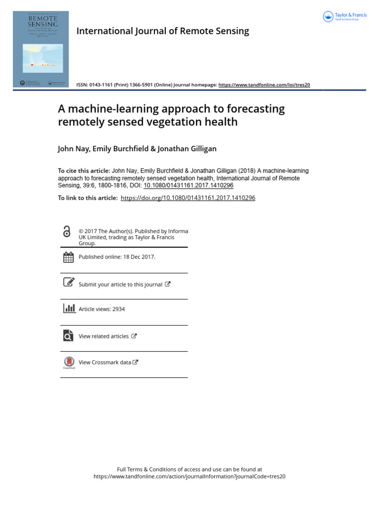 Machine Learning for Vegetation Health Forecasting | PDF | Dependent ...
