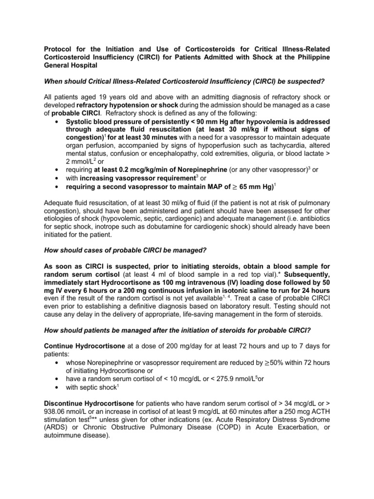 CIRCI Management Protocol for Shock Patients | PDF | Shock (Circulatory ...