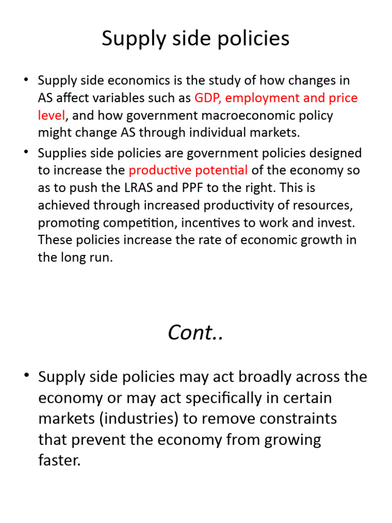 Supply Side Policies | PDF