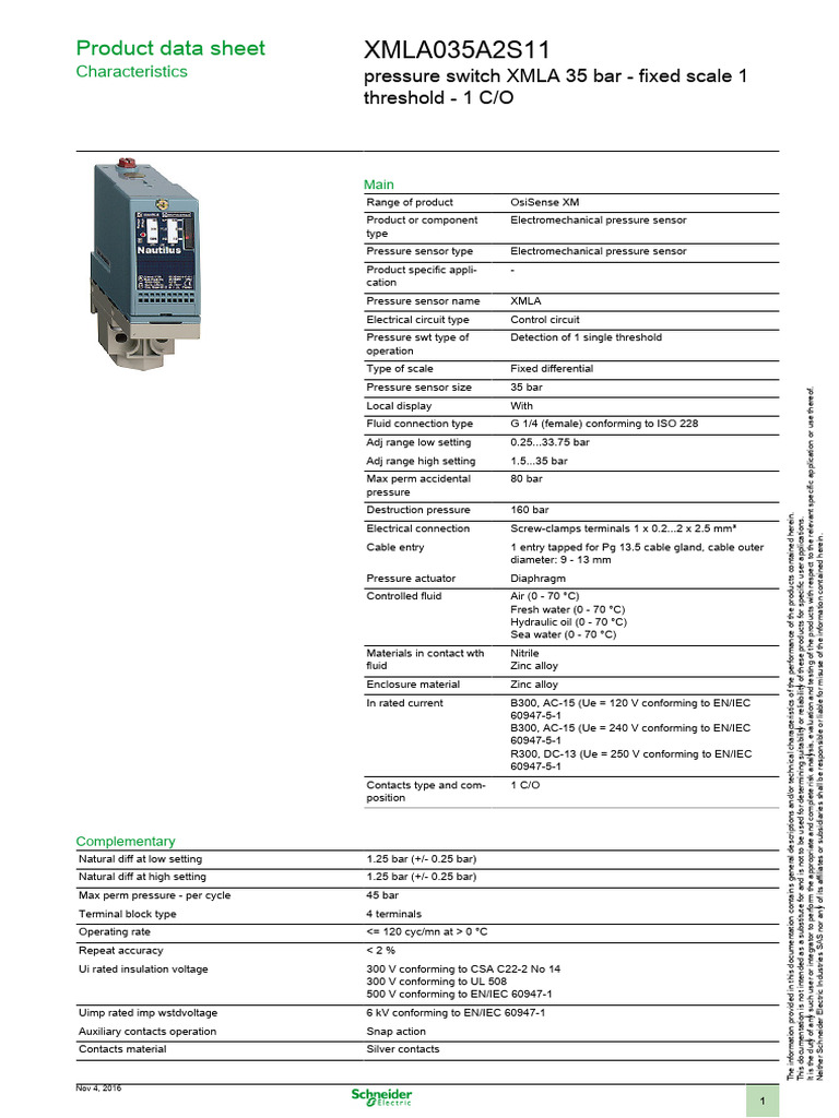 XMLA035A2S11: Product Data Sheet | PDF | Pressure Measurement ...