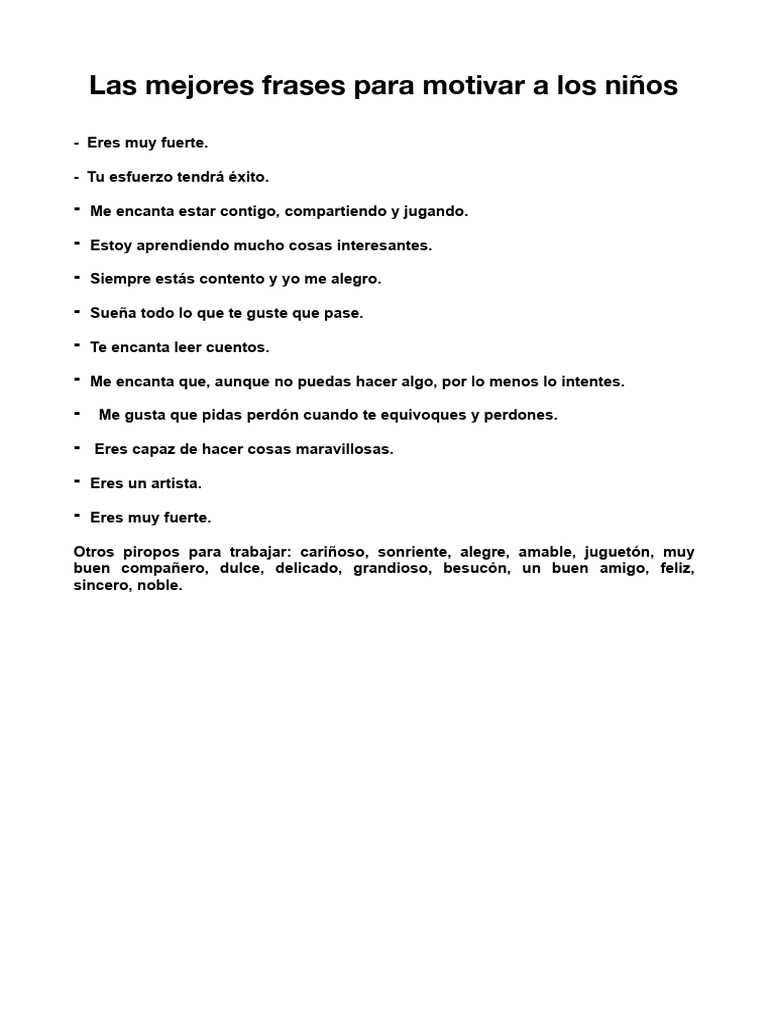 Frases Motivadoras Para Los Niños Pdf