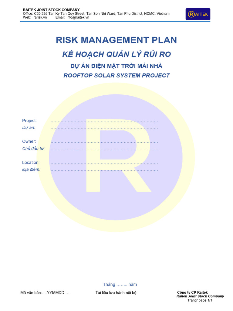 Raitek - RMP Risk Management Plan | PDF