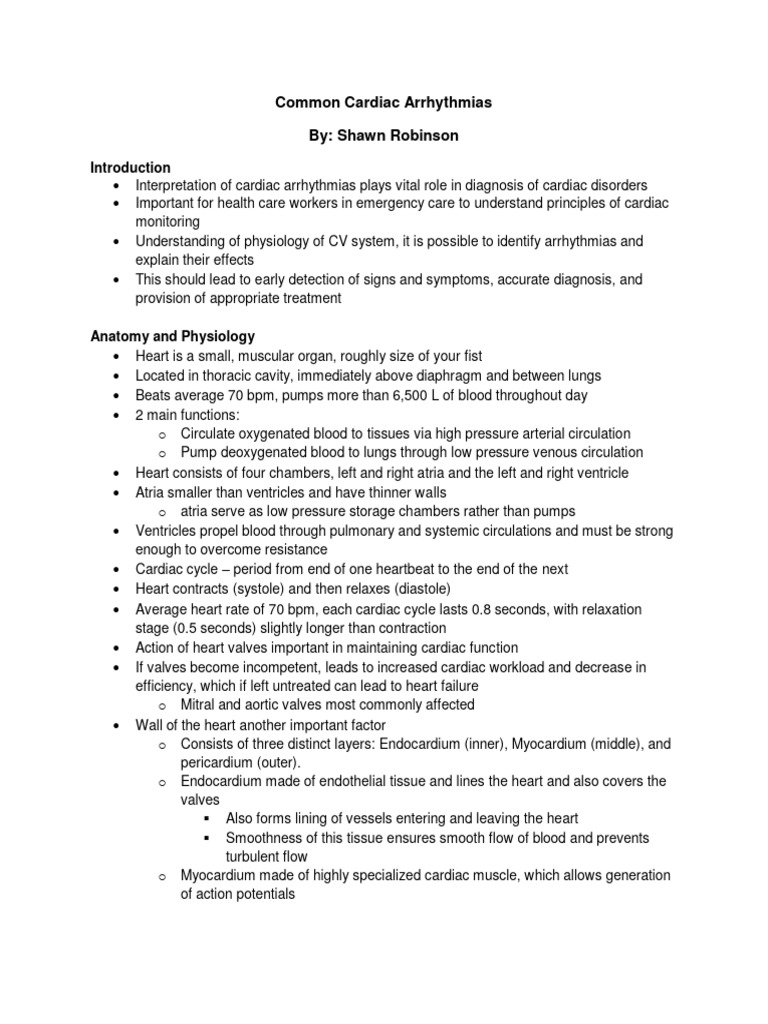 Understanding Common Cardiac Arrhythmias | PDF