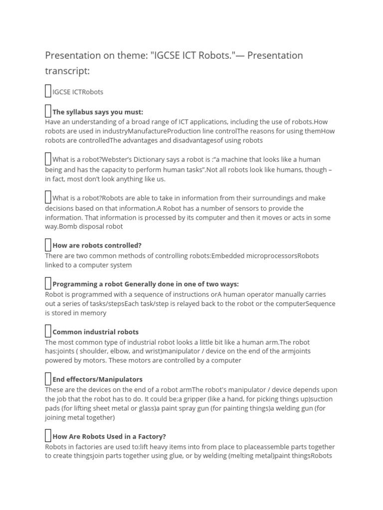 Introduction to robots | PDF | Robot | Robotics